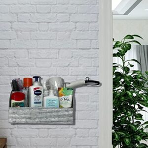 KOTINARA Farmhouse Bathroom Caddy Organizer - White Galvanized Shower Caddy with 6 Compartments - Wall Mount/Countertop Rustic Organizer for Farmhouse Bathroom and Kitchen