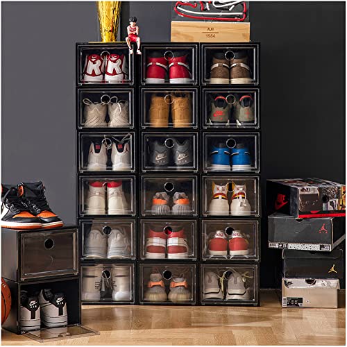 AOHMPT 36 Pack Shoe Organizer Stackable Shoe Box Foldable Storage Bins Shoe Container Box Large Size Shoe Bins