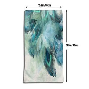 antoipyns Peacock Feather Highly Absorbent Large Decorative Hand Towels Multipurpose for Bathroom, Hotel, Gym and Spa (16 X 30 Inches)