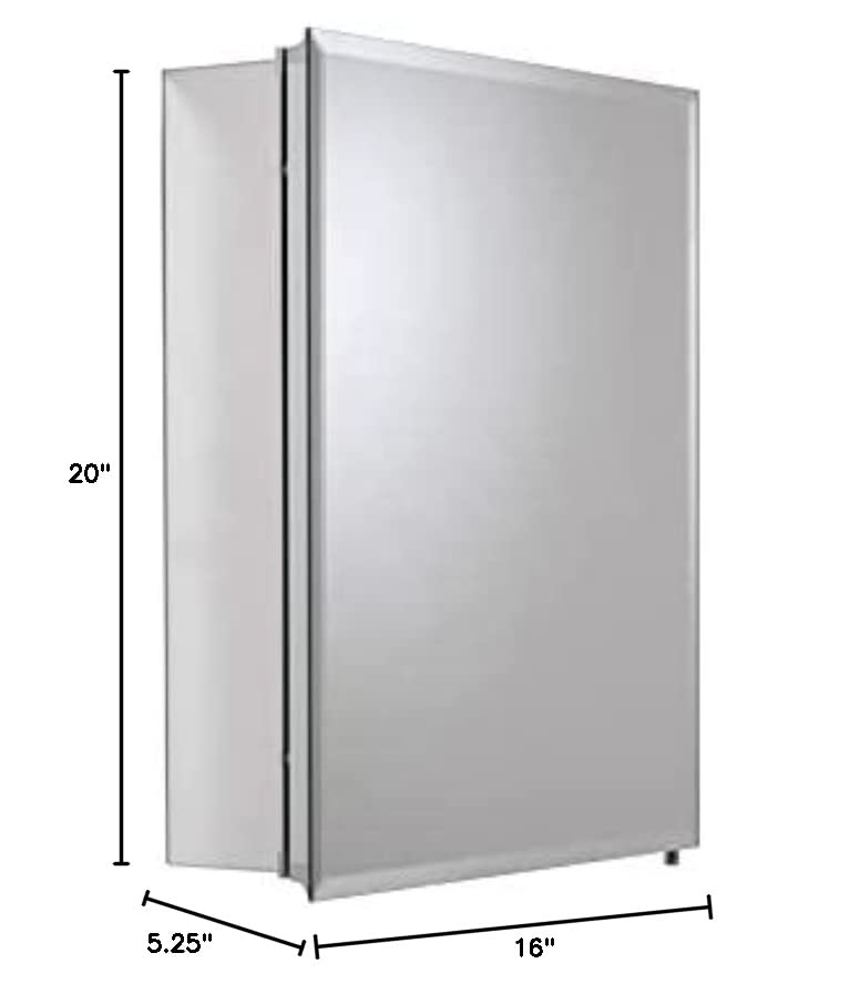 Croydex Winster 20-Inch x 16-Inch Recessed or Surface Mount Medicine Cabinet with Hang 'N' Lock Fitting System, Aluminum, Silver