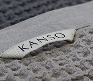 Kanso Face Wash Towel - Highly Absorbent Soft Honeycomb Texture Washcloth - Portable Eco-Friendly Bamboo Fiber Waffle Woven Towels for Face Wash - Tan, 14" x 14"