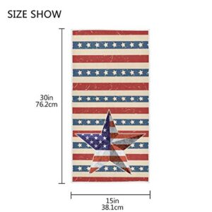 Pfrewn Patriotic Stars Strips Hand Towels 16x30 in USA American Flag Bathroom Towel Soft Absorbent Small Retro Star Bath Towel Kitchen Dish Guest Towel Home Independence Memorial Day Decorations