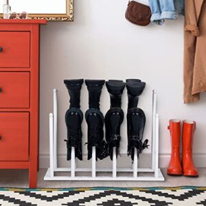 MyGift Modern White Metal Free Standing Boot Shoe Rack Organizer, Tall Boot Shaper Storage Stand, Holds up 6 Pairs of Tall Boots