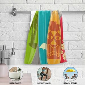 JUAMA Surfboards Surfing Summer Time Hand Towels 2-Pack Fingertip Towels Absorbent Hand Towels for Bathroom Decorative Set Lightweight Bath Towels 28x14 Inches