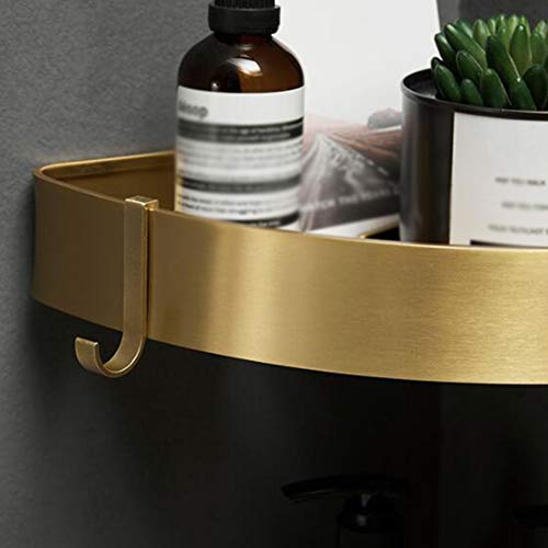 Wall Mounted Shower Shelf Corner Shelf Gold Kitchen Storage Shelf Bathroom Shelf 1 Layer, 2 Layers with Hook Durable Space Saving - Aluminum