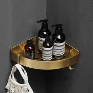 Wall Mounted Shower Shelf Corner Shelf Gold Kitchen Storage Shelf Bathroom Shelf 1 Layer, 2 Layers with Hook Durable Space Saving - Aluminum