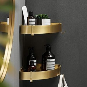 Wall Mounted Shower Shelf Corner Shelf Gold Kitchen Storage Shelf Bathroom Shelf 1 Layer, 2 Layers with Hook Durable Space Saving - Aluminum