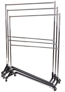 only hangers commercial grade double bar rolling z rack with nesting black base (set of 3 racks)