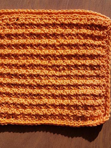 Handmade crochet washcloths, dishcloths * thick and dense* 100% cotton set of 4 (Ovr rainbow, dark pink, coral and yellow colors)