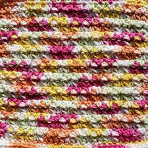 Handmade crochet washcloths, dishcloths * thick and dense* 100% cotton set of 4 (Ovr rainbow, dark pink, coral and yellow colors)