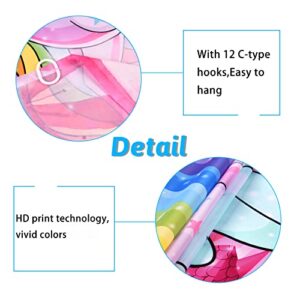 4 Pcs Unicorn Kids Shower Curtain Set with Memory Foam Bath Mat, Non-Slip Bathroom Rugs and Toilet Lid Cover, Waterproof Pink Rainbow Shower Curtain with Hooks, Kawaii Girls Kids Bathroom Decor Sets