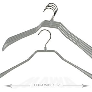 Mawa by Reston Lloyd BodyForm Series Non-Slip Space-Saving Extra Wide Clothes Hanger For Jackets, Suits & Coats, Style 46/L , Set of 6, Silver