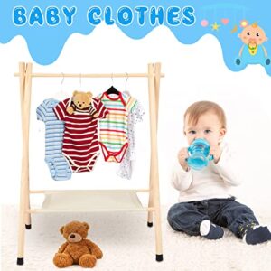 Queekay 2 Pcs Kids Clothing Rack 2 Size 20.5" x 11.8" x 29.5" & 31.5" x 13.8" x 31.5" Baby Clothes Rack Dress up Storage Wooden Clothes Organizer Child Garment Racks for Toddler Doll Dog