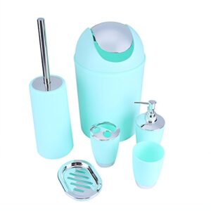 aynefy 6-piece bathroom set, modern style toilet bathroom accessories toilet kit with soap dispenser toothbrush holder soap dish cup toilet brush holder set rubbish bin purple (blue cyan)