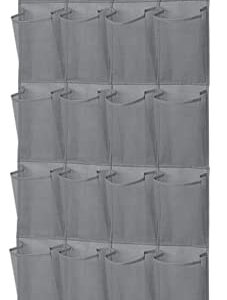 MERB HOME door Shoe Storage Organizer with 24 large pockets! 8 hooks included! 4 regular hooks and four special double-sided hooks for hanging coats or towels on the other side - Foldable Organizer