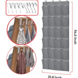 MERB HOME door Shoe Storage Organizer with 24 large pockets! 8 hooks included! 4 regular hooks and four special double-sided hooks for hanging coats or towels on the other side - Foldable Organizer