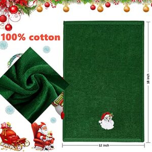 Christmas Hand Towels, 3 PCS Christmas Kitchen Towels, 12x18 In, 100% Cotton Christmas Bathroom Towels,Decorative Dish Towels,Embroidered Holiday Design Towels Gift Set, 3 Color (Red, Green, White)