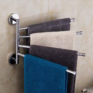 AIYoo Swivel Towel Bar 15 inch Wall-Mounted SUS 304 Stainless Steel 4-Arm Bathroom Swing Hanger Towel Rack Holder Storage Organizer Space Saving, Brushed Chrome