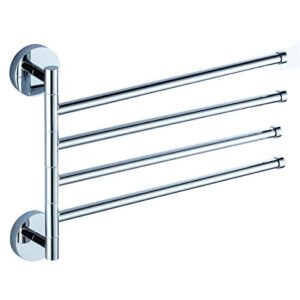 AIYoo Swivel Towel Bar 15 inch Wall-Mounted SUS 304 Stainless Steel 4-Arm Bathroom Swing Hanger Towel Rack Holder Storage Organizer Space Saving, Brushed Chrome