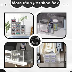 GONAT Large Shoe Organizers, Clear Shoe Boxes Stackable, Good Replacement For Shoe Rack, Under Bed, Grey.