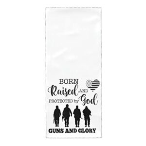 born raised and protected by god guns and glory hand towel - memorial day print bath bathroom towel highly absorbent soft guest fingertip towels