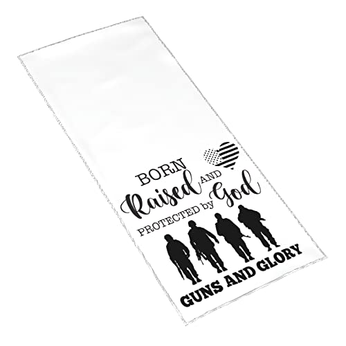 Born Raised and Protected by God Guns and Glory Hand Towel - Memorial Day Print Bath Bathroom Towel Highly Absorbent Soft Guest Fingertip Towels