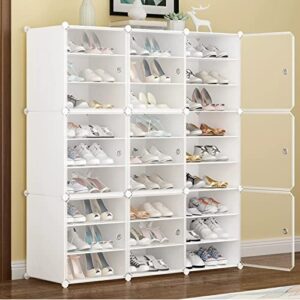 harolddol shoe rack 72 pairs shoe organizer narrow standing, transparent plastic shoe storage boxes with doors, stackable shoe storage cabinet, expandable