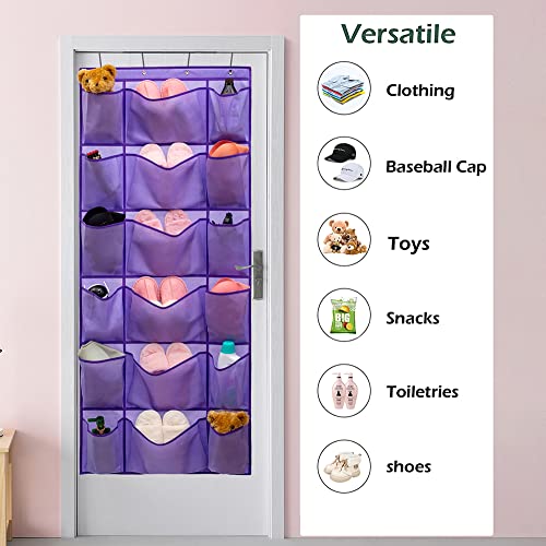 ANIZER Over The Door Hanging Shoe Rack Organizer with 6 Extra Large and 12 Large Fabric Pockets Shoe Holder for Home Storage (PURPLE)