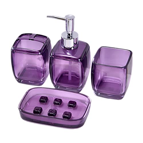 JHNIF Bathroom Accessories Set, 4Pcs Acrylic Bathroom Set Includes Soap Dispenser, Soap Dish and Tumbler