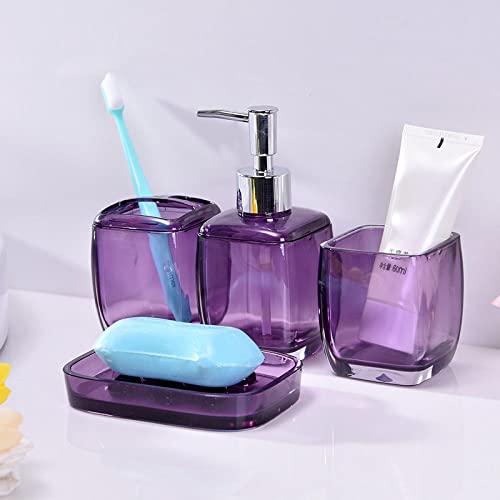 JHNIF Bathroom Accessories Set, 4Pcs Acrylic Bathroom Set Includes Soap Dispenser, Soap Dish and Tumbler