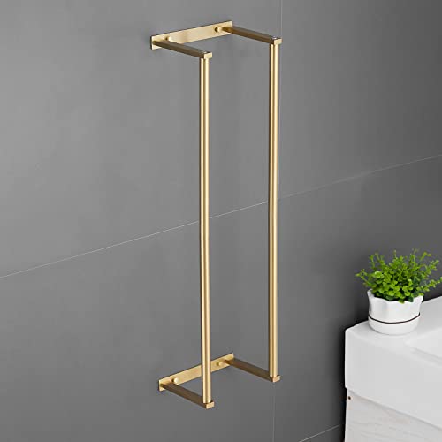 Towel Racks for Bathroom, NEWRAIN Rolled Towel Storage Wall Mounted Bath Towel Holder for Folded Large Towel Washcloths, Bathroom Organizing Brushed Gold