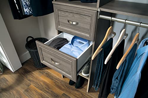 ClosetMaid SuiteSymphony Wood Drawer, Add On Accessory, Shaker Style, for Storage, Closet Clothes, x 10” Size for 16 in. Units, Graphite Grey/Satin Nickel