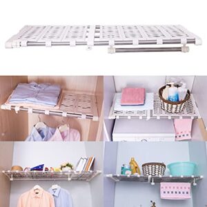 Hershii Tension Shelf Expandable Closet Organizer Adjustable Rod Heavy Duty Hanging Rail Rustproof DIY Storage Rack 4-Bar Extention with Gaskets for Garage Bathroom Kitchen Bedroom Wardrobe