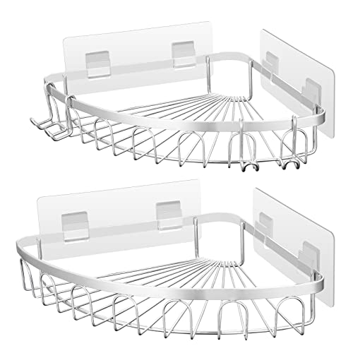 Carwiner 4-Pack Corner Shower Caddy Adhesive Replacement Strong Sticky Waterproof Wall Adhesives, Short adhesive tape with hooks, No Drilling Corner Shower Shelf Accessories