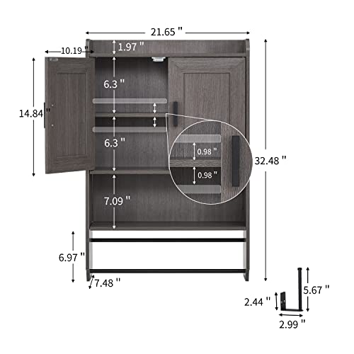 apexnova Bathroom Wall Cabinet, Wooden Medicine Cabinet Over The Toilet with Adjustable Inner Shelf, Wall Mounted Cabinet with Doors for Bathroom Storage, Hanging Cabinet for Wall with Towels Bar