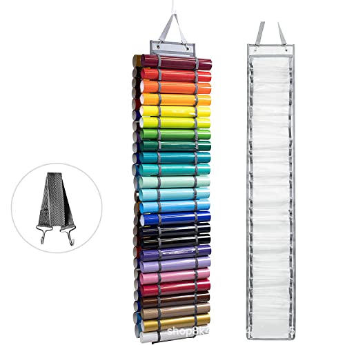 Nucucina Vinyl Roll Holder, Vinyl Storage Organizer with 48 Compartments, Hanging Craft Vinyl Storage Rack- Hanging Closet, Wall, Studio, or Over The Door Organizer for Any Room