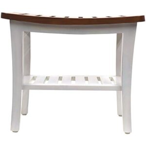 w. c. redmon co. farmhouse teak shower bench, large, white