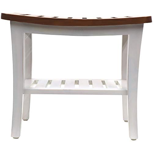 W. C. Redmon co. Farmhouse Teak Shower Bench, Large, White