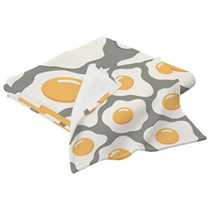 JIPONI Cute Fried Eggs Cotton Towel Set of 2, 1 Bath Towel 1 Washcloth Soft and Highly Absorbent Towels for Bathroom Hotel Spa Gym Decor