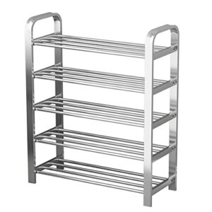 hualemei 5-tier stainless steel shoe rack,sturdy sustainable shoe organizer storage shelf dormitory bedroom household shoe cabinet-a 60x25x78cm(24x10x31inch)