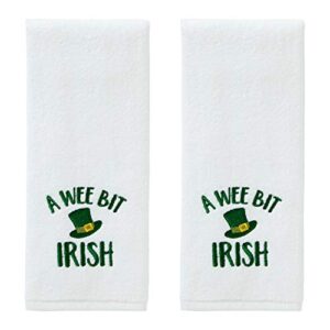 skl home st. patrick's day a wee bit irish hand towel set, 26" x 15", white