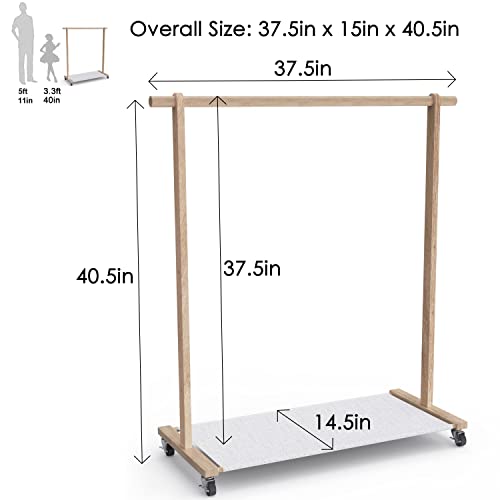 VOGUSLAND Dress Up Rack with Storage Shelf, Kids Clothing Rack with Caster Wheels, Child Garment Rack for Small Space