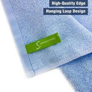 SUMMERMIA Bamboo Washcloths 13" x 13" (2 x 12 Pack) - Soft Wash Cloths for Your Face Towel, Wash Cloths for Your Body (White + Blue + Pink)