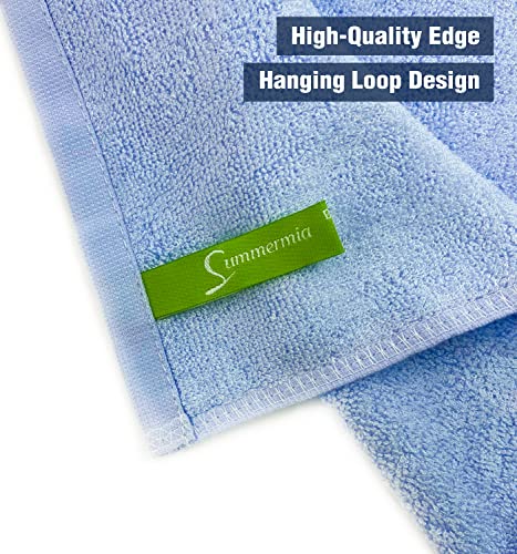 SUMMERMIA Bamboo Washcloths 13" x 13" (2 x 12 Pack) - Soft Wash Cloths for Your Face Towel, Wash Cloths for Your Body (White + Blue + Pink)