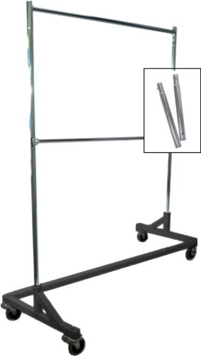 Only Hangers GR600EH-1 Extended Height Double-Rail Rolling Z Garment Rack with Nesting Black Base