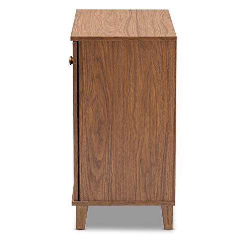 Baxton Studio Coolidge Modern and Contemporary Walnut Finished 4-Shelf Wood Shoe Storage Cabinet