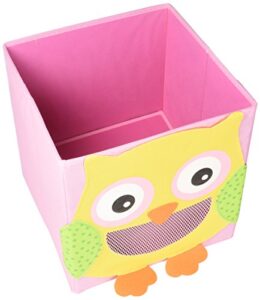 foldable storage bin containers – collapsible cube bins with see through mouth! – great non plastic box cubes for kids, toys, nursery, wall organizer, décor, etc. – safe, stain-resistant, fun!