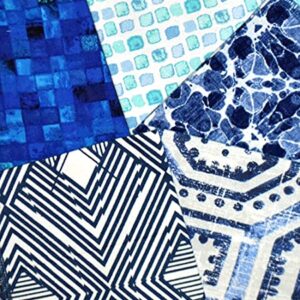 1 Ply Blue Moroccan Tiles Flannel Washable Kids Lunchbox Napkins 12x12 inches 5 Pack - Little Wipes (R) Flannel