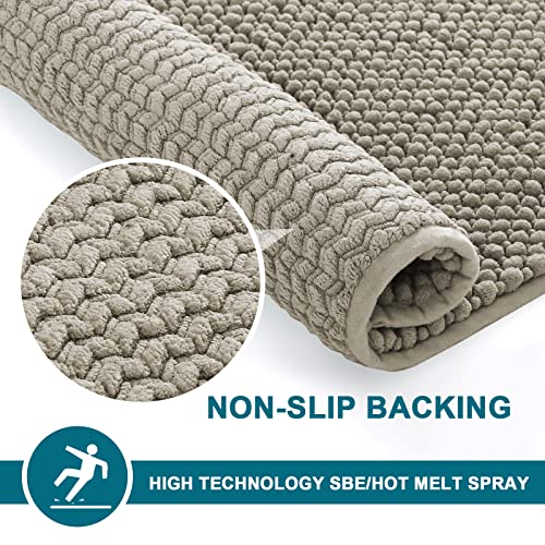 Turquoize 3 Pieces Bathroom Rugs Sets Non Slip Extra Absorbent Chenille Shaggy Bath Mat Set for Bathroom Floor with Toilet Rugs for Tub, Washable Shower Mat(17"x24"+20"x32"+20"x24"U-Shaped, Taupe)