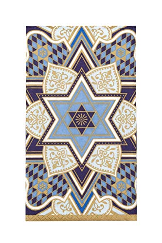 Design Design Passover Seder Decorative Paper Hand Towels for Bathroom Guest Towels Disposable, Use for Hanukkah Party Napkins Jewish Holidays, Bar Mitzvah Blue Judaica Pak 30